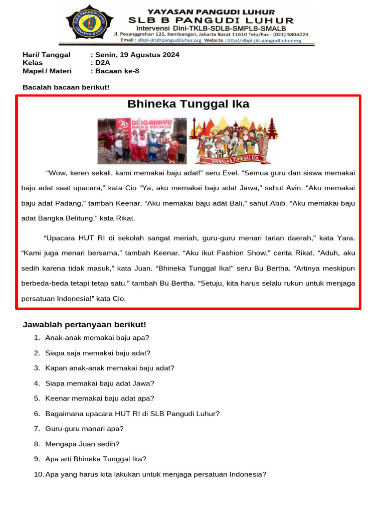 Bacaan Ke-8 Bhineka Tunggal Ika | PDF