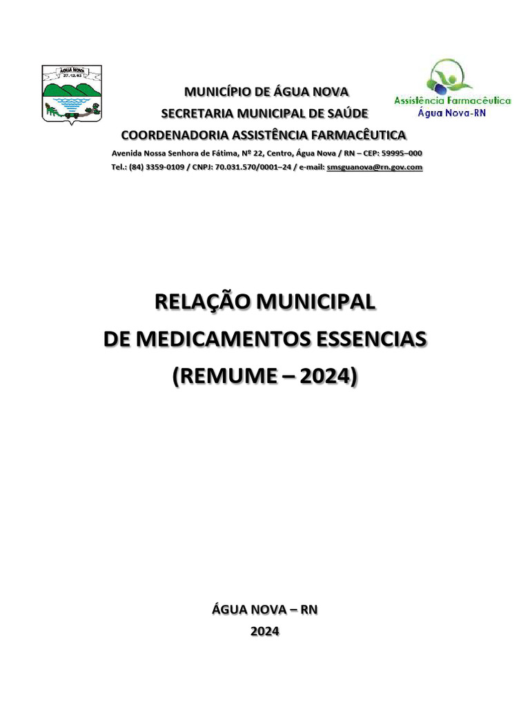 REMUME 2024-ÁGUA NOVA-compactado | PDF | Antipsicótico | Farmacêutico