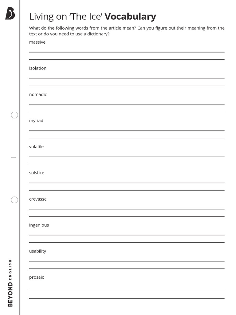 Vocabulary from 'The Ice' Article | PDF | Foreign Language Studies ...
