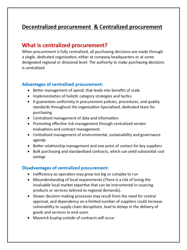 Procurement Structure | PDF | Procurement | Supply Chain