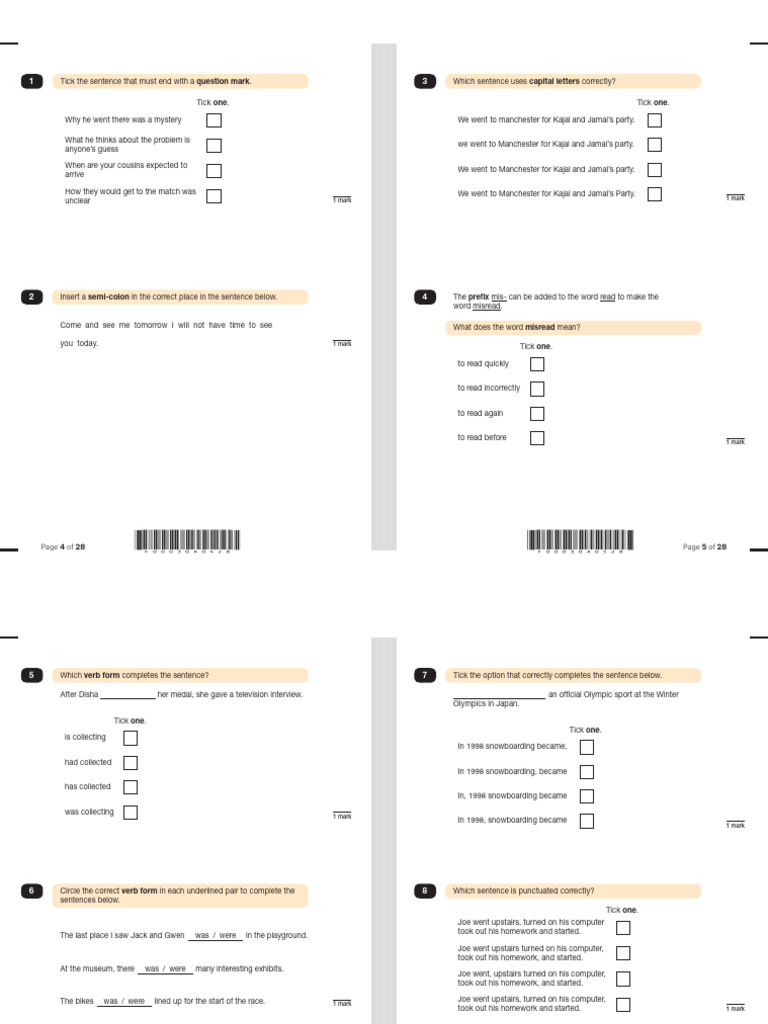 2017 Key Stage 2 English Grammar, Punctuation and Spelling Paper 1 ...