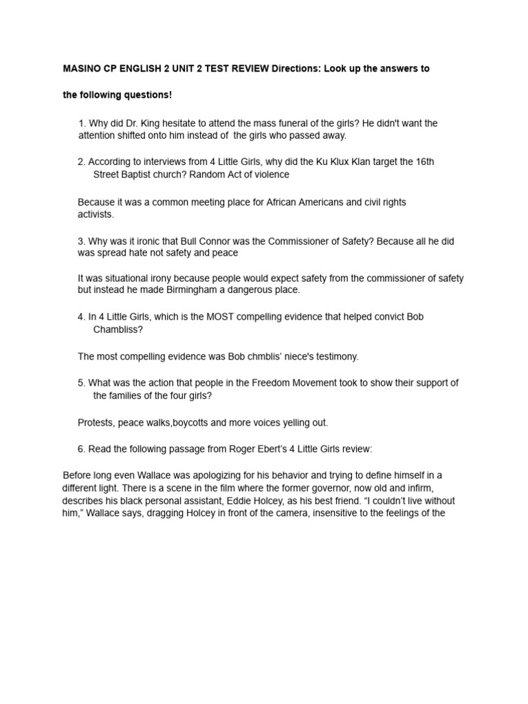 Kameron Rotgers - Unit 2 Test Review | PDF