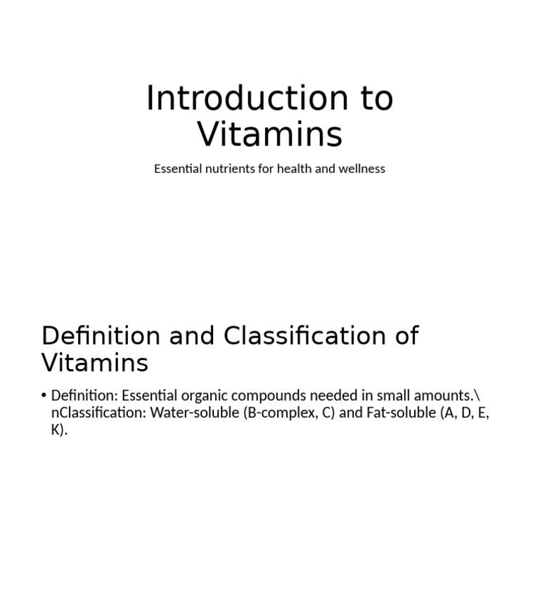 Introduction To Vitamins | PDF