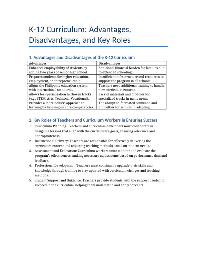 K-12 Curriculum: A Comprehensive Guide | PDF