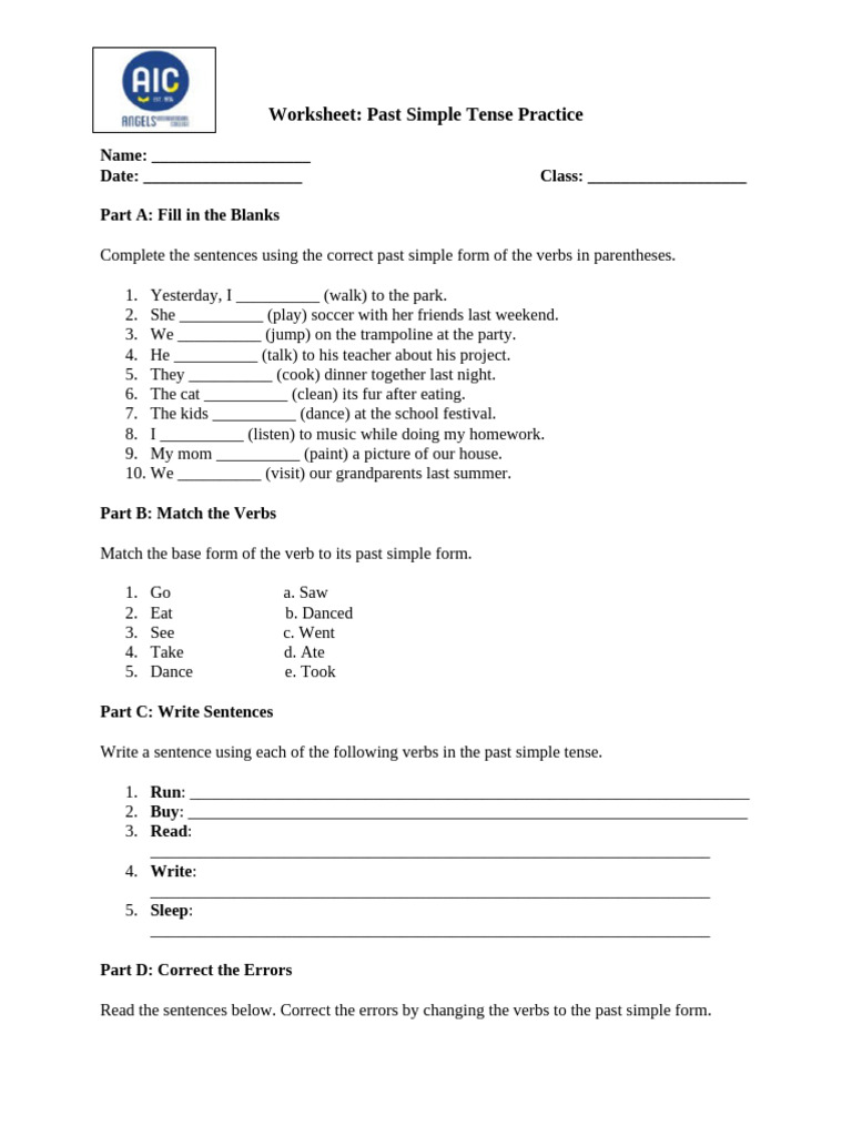 Past Simple Tense Worksheet | PDF | Language Arts & Discipline