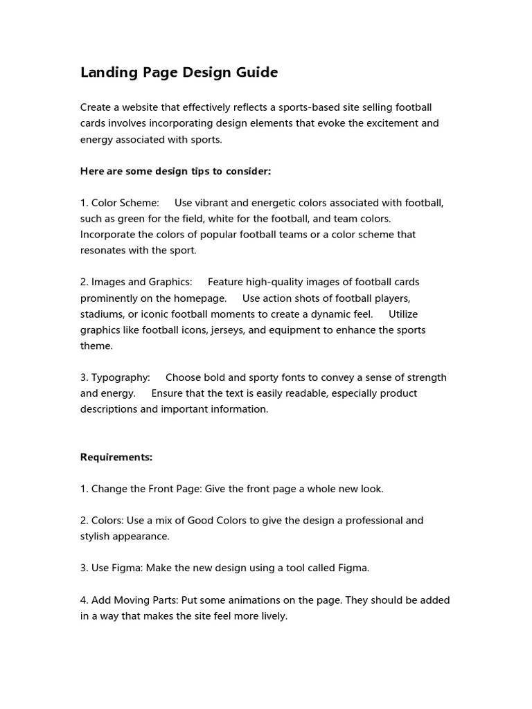 Sports Card Landing Page Design | PDF
