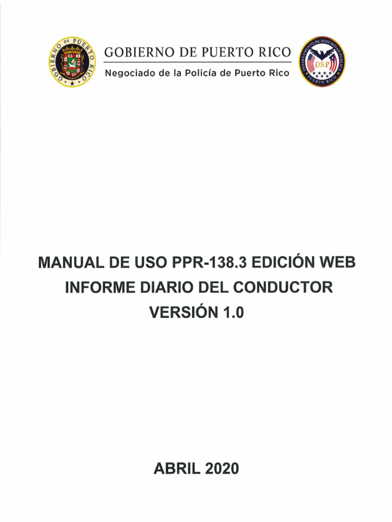 Manual de Uso Ppr-138.3 Edicion Web - Informe Diario Del Conductor Version 1.0 | PDF