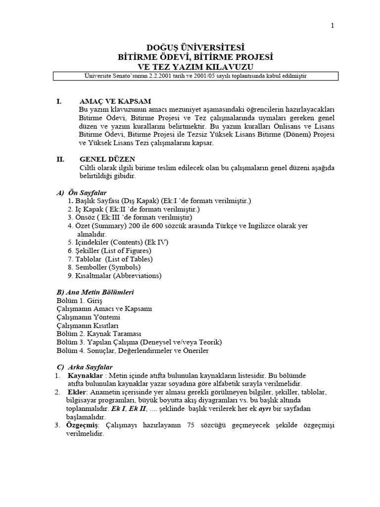 DO U ÜN Vers TES B T Rme Ödev, B T Rme Projes Ve Tez Yazim Kilavuzu | PDF
