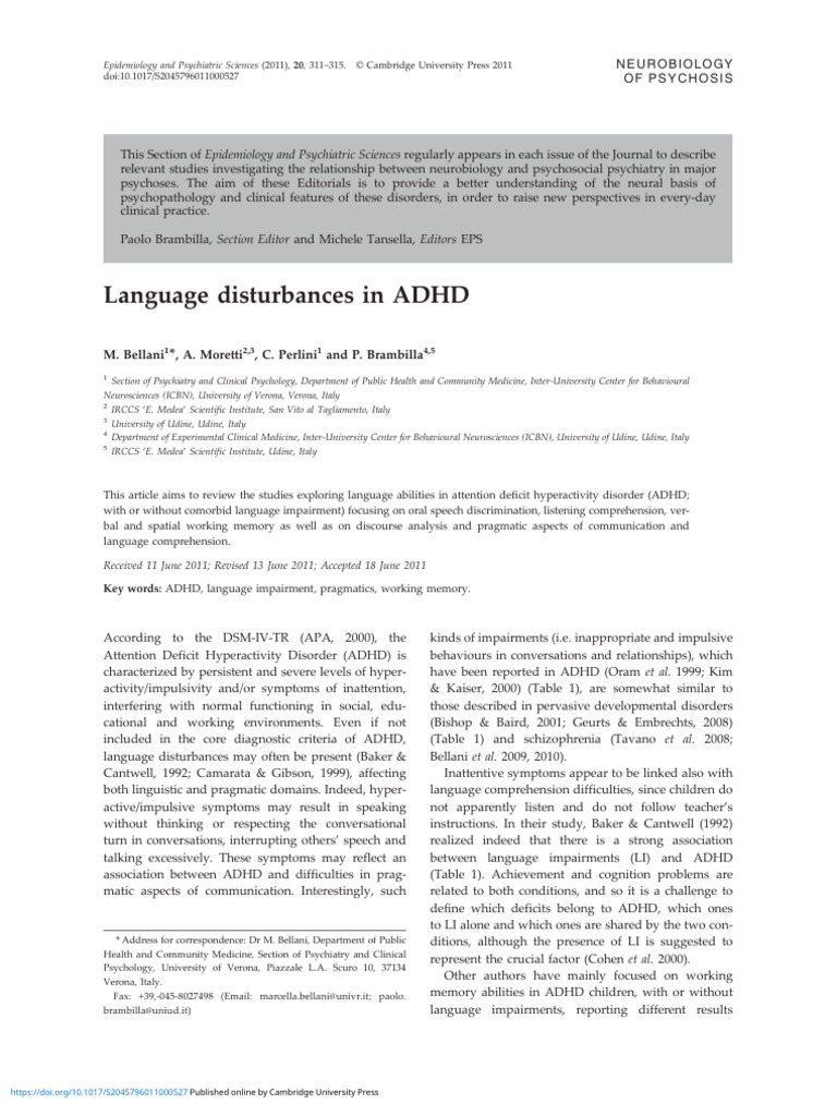 Language Disturbances in ADHD | PDF | Attention Deficit Hyperactivity ...
