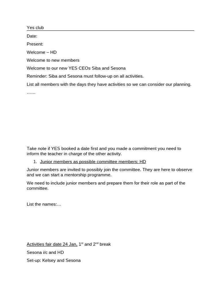 YES Club Activities and Planning Guide | PDF
