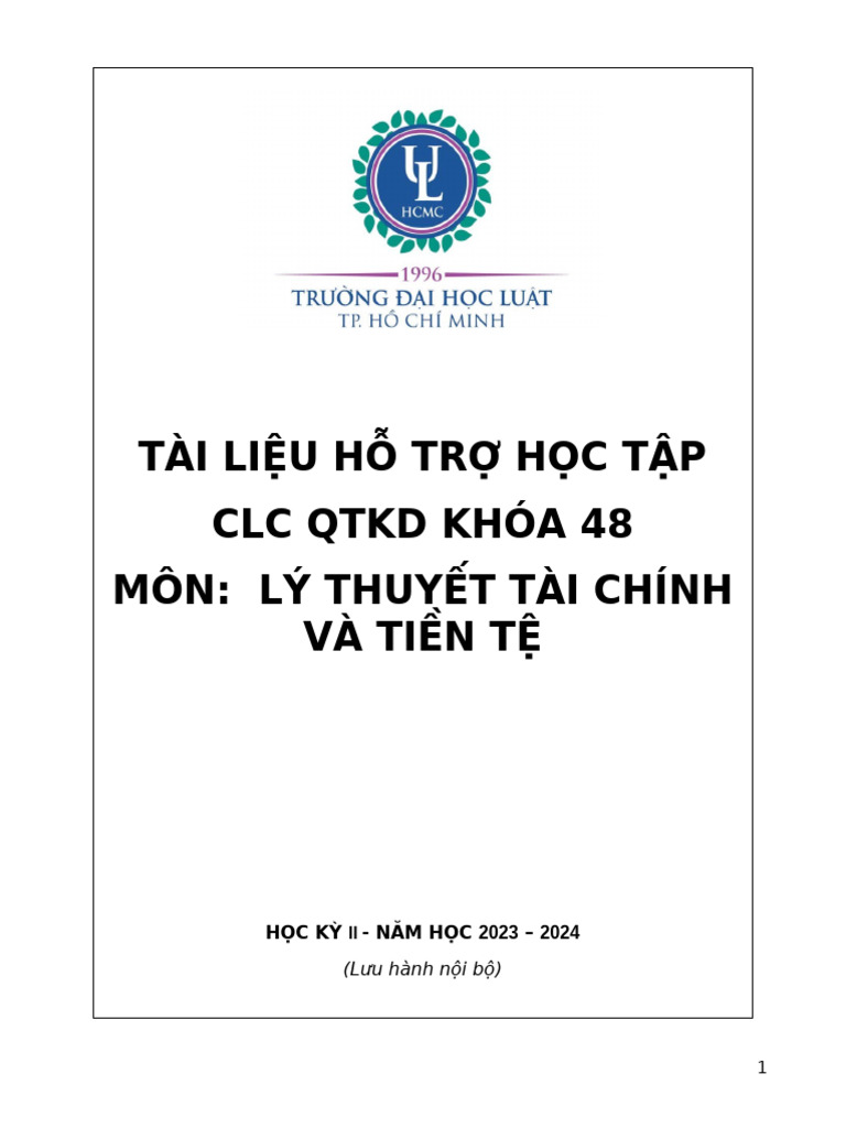 Bộ TLGD - Lý thuyết Tài chính và tiền tệ - CLC 2024 | PDF