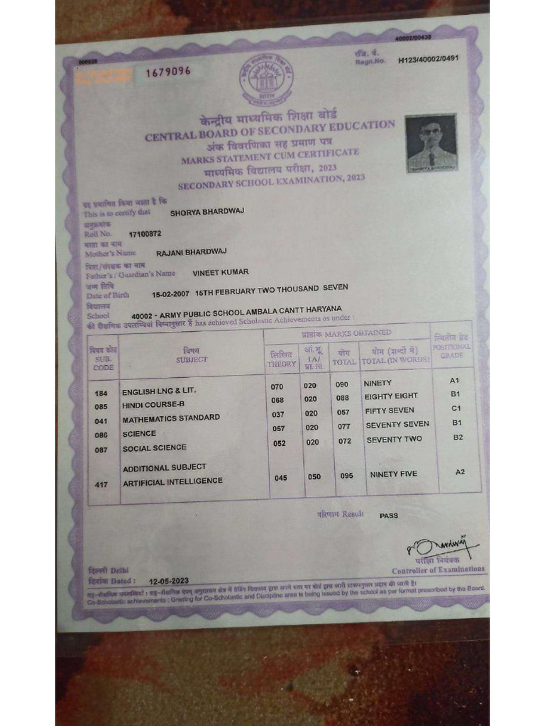 Class X Certificate | PDF