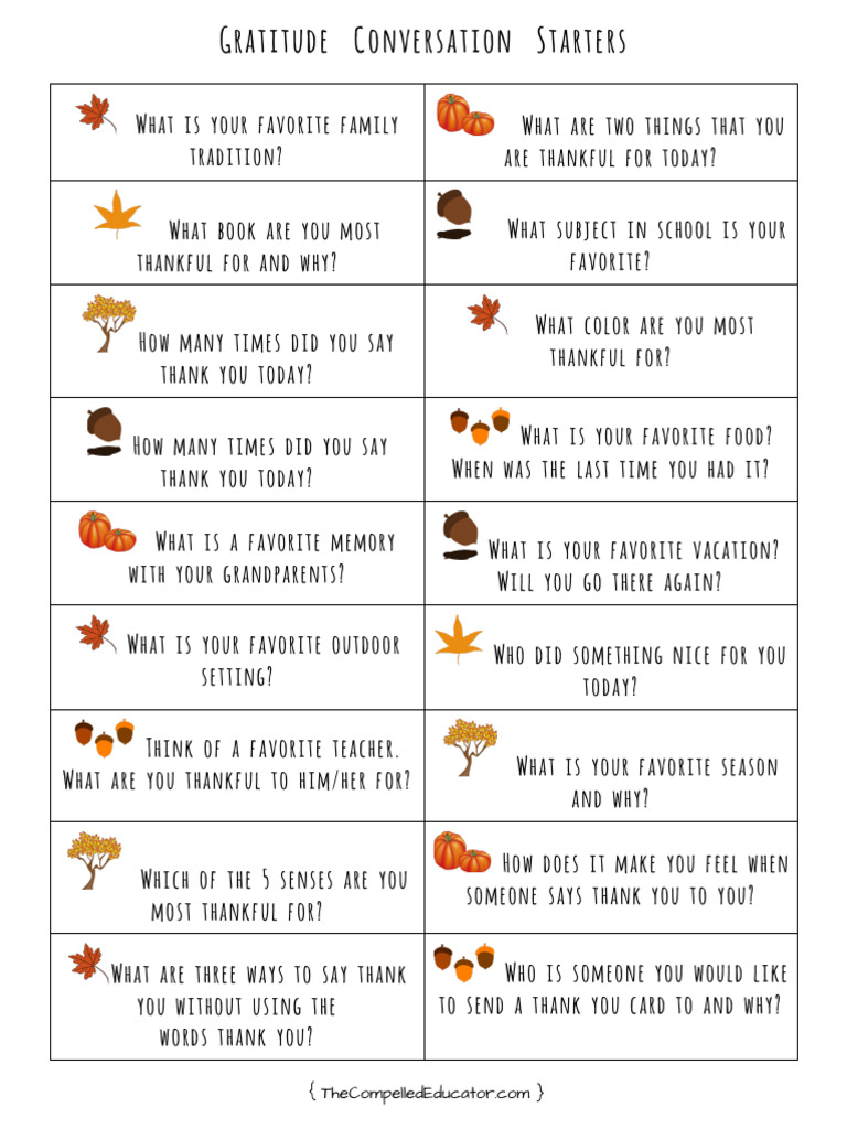 Gratitude Conversation Starters | PDF