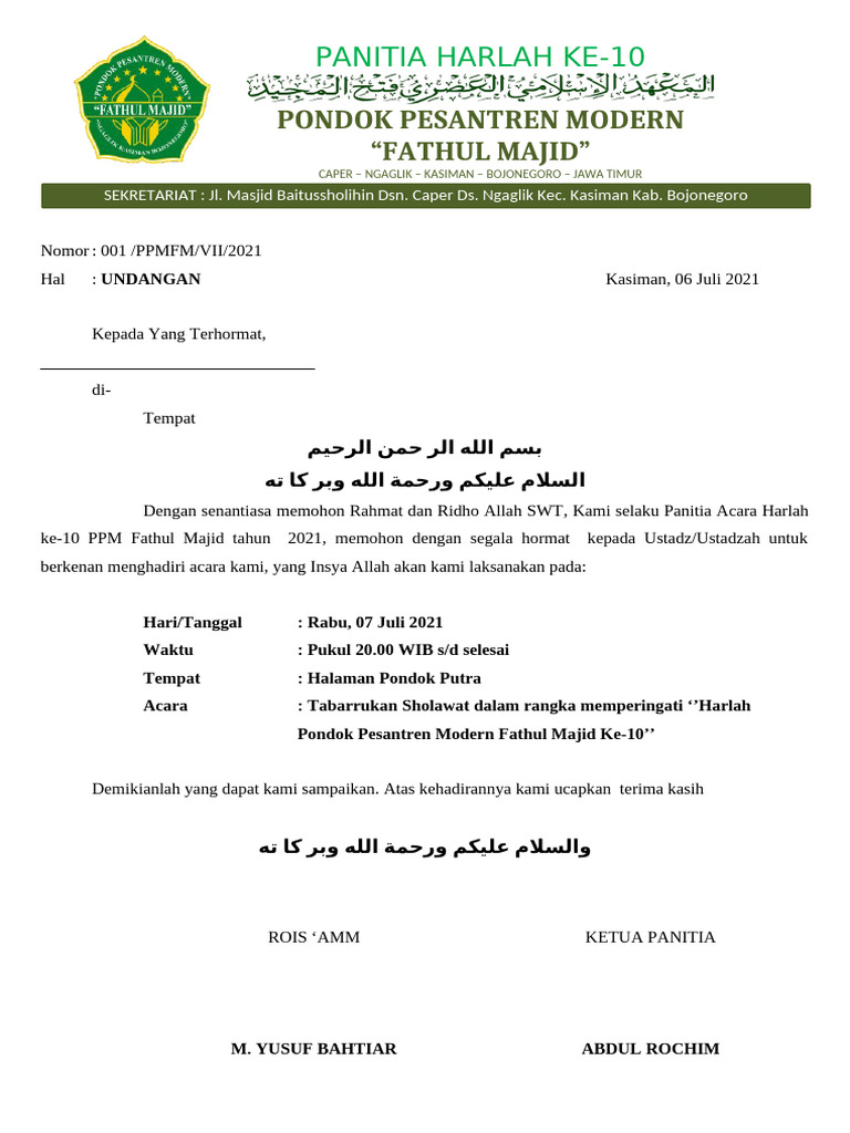 Undangan Harlah Ke-10 | PDF