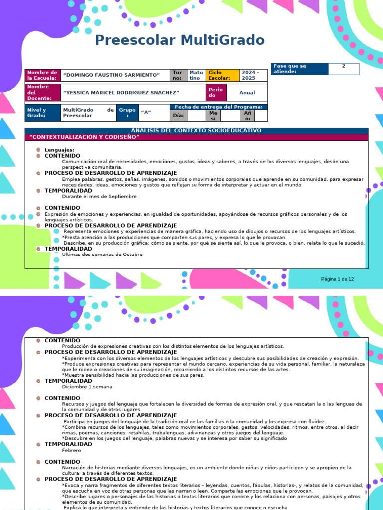Programa Analitico Multigrado | PDF | Aprendizaje | Las emociones