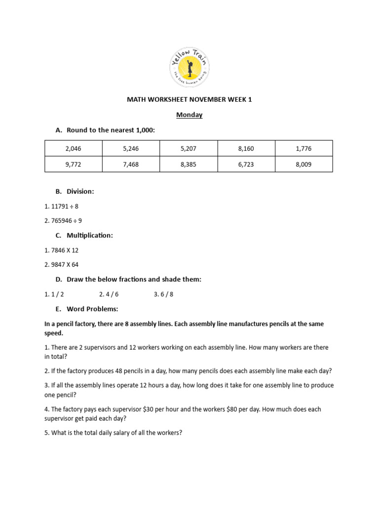 November Week 1 Math 2024 | PDF | Mathematics | Arithmetic