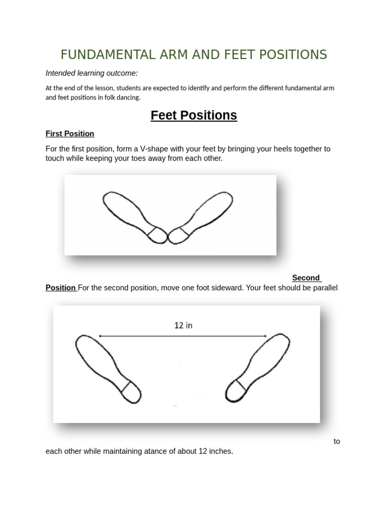 Fundamental Arm and Feet Positionss | PDF | Foot | Arm
