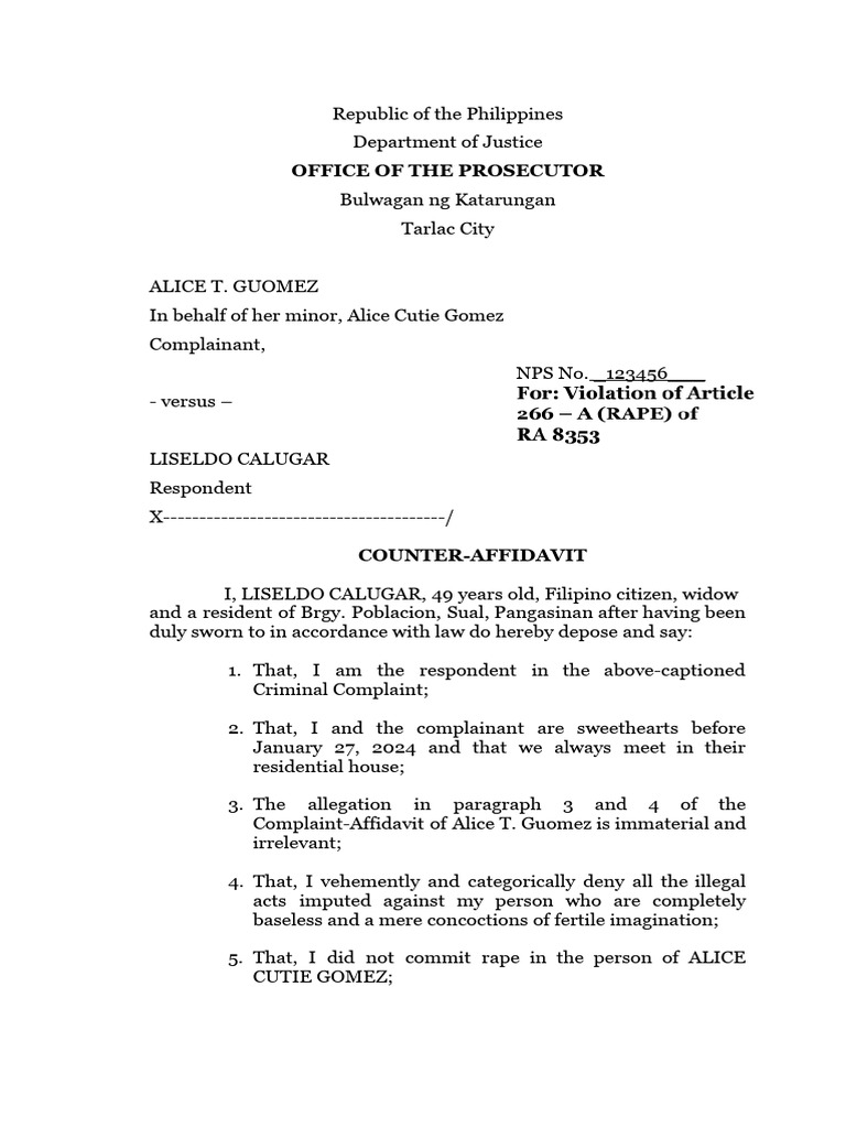 Counter Affidavit | PDF | Criminal Justice | Crime & Violence