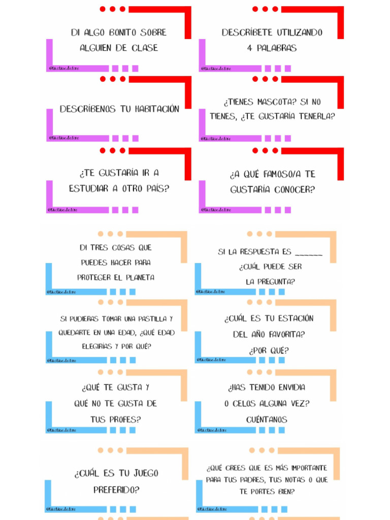 Tarjetas para Conocerse | PDF