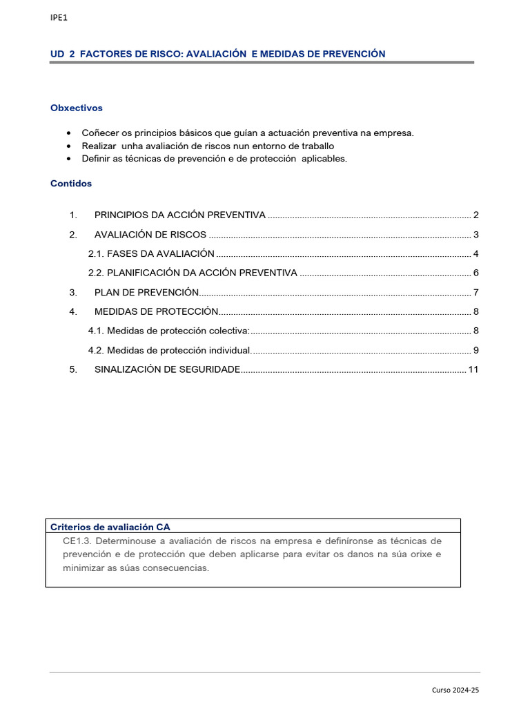 Ud 2 Revisado - Factores de Risco - Avaliación e Prevención - Ipe | PDF