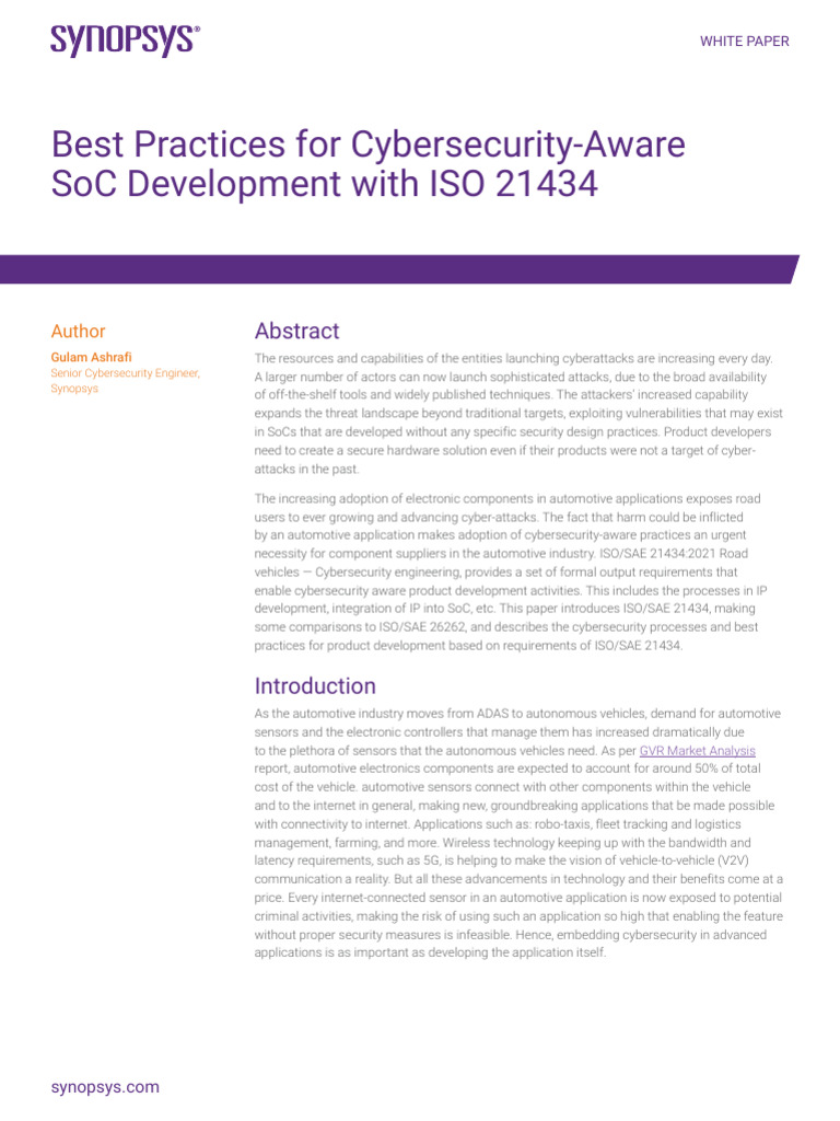 Cybersecurity Soc 21434 Best Practices | PDF | Security | Computer Security