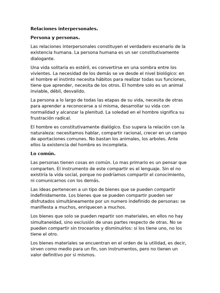 Importancia de las relaciones interpersonales | PDF | Amor | Placer