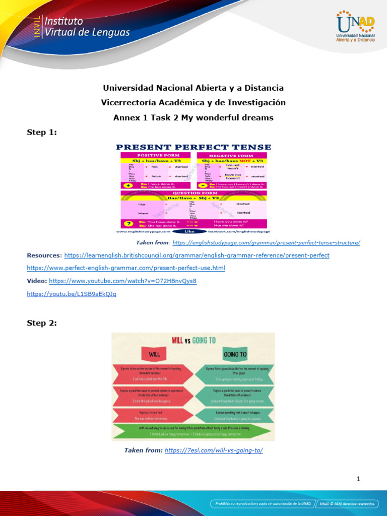 Annex 1 Task 2 - My Wonderful Dreams | PDF