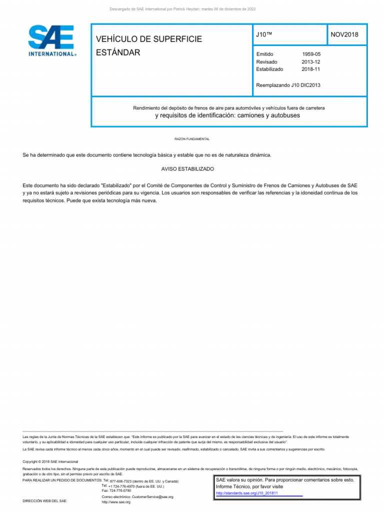 Sae - J10 - 201811 (1) Esp | PDF | Derechos de autor