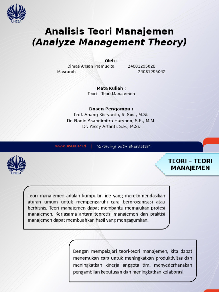 Analisis Teori Manajemen (Analyze Management Theory) | PDF