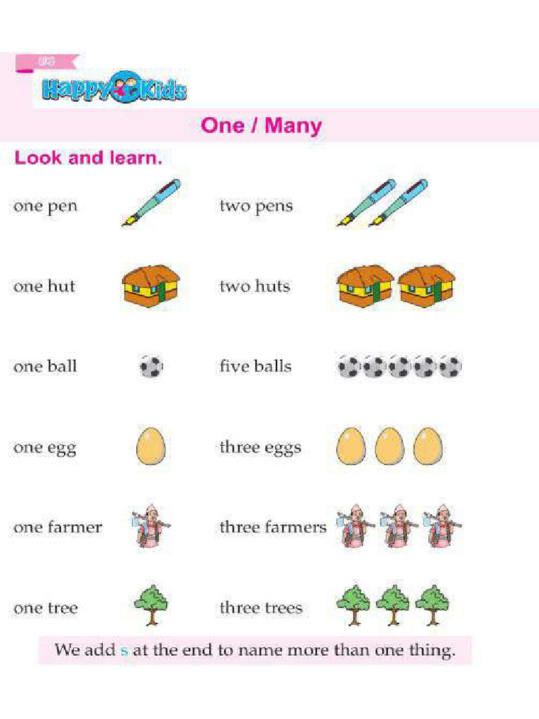 One and Many Worksheets For Kindergarten | PDF