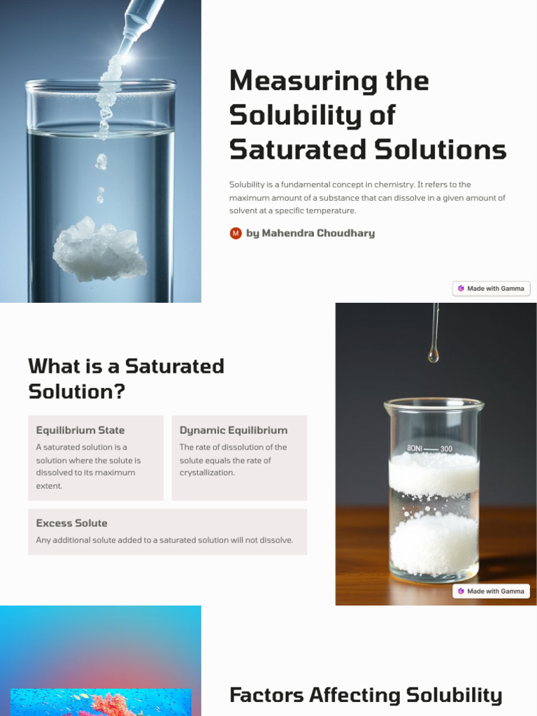 Measuring The Solubility of Saturated Solutions | PDF | Solubility | Gases
