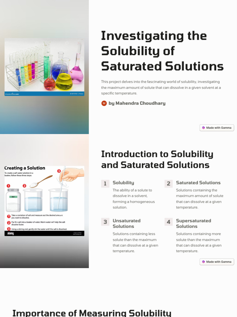 Investigating The Solubility of Saturated Solutions | PDF | Solubility ...