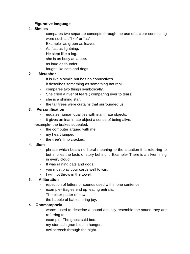 Figurative language | PDF | Noun | Verb