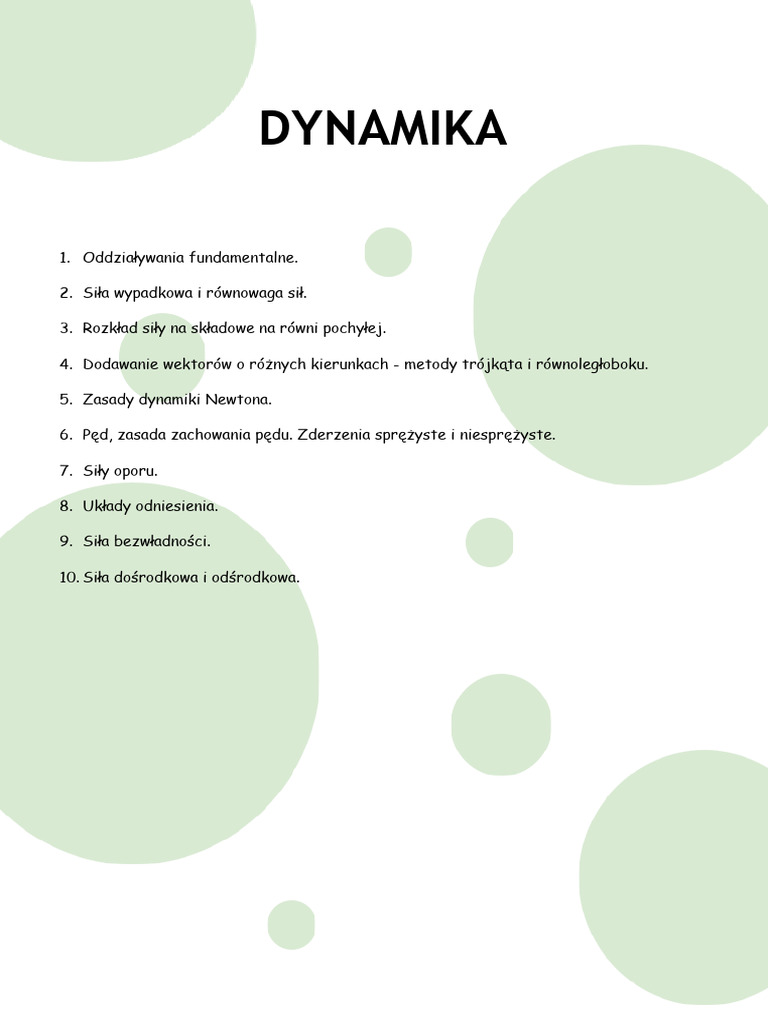 Notatki Dynamika | PDF