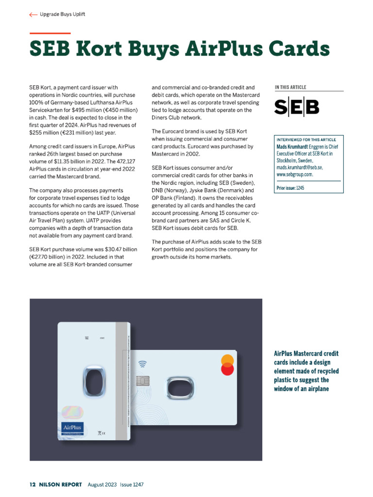 SEB Kort Acquires Airplus | PDF