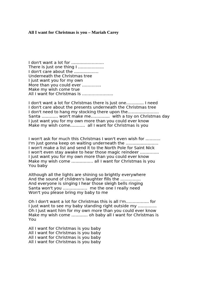Mariah Carey's Christmas Lyrics | PDF | Home & Garden