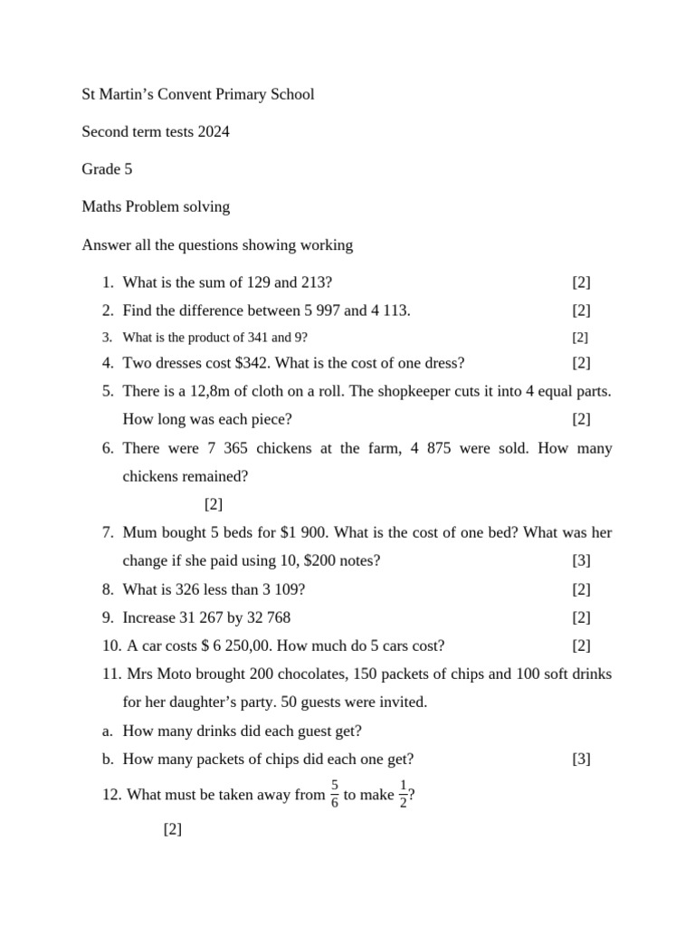 Maths grade 5 | PDF | Mathematics | Arithmetic