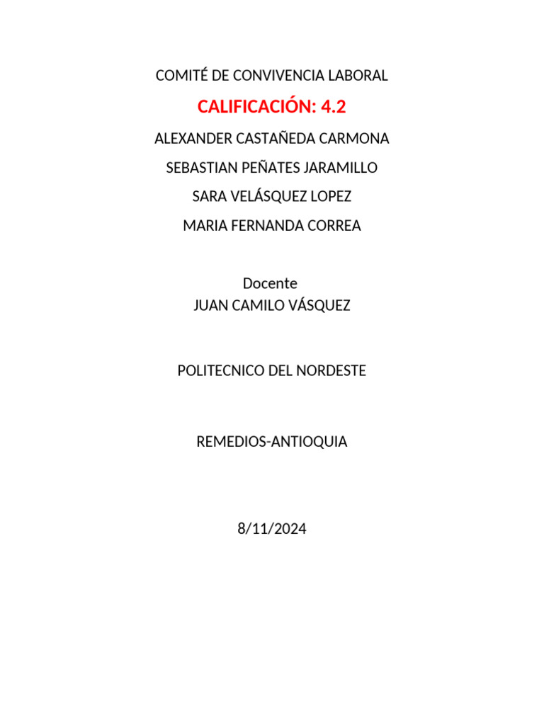Comité de Convivencia Laboral | PDF | Derecho laboral
