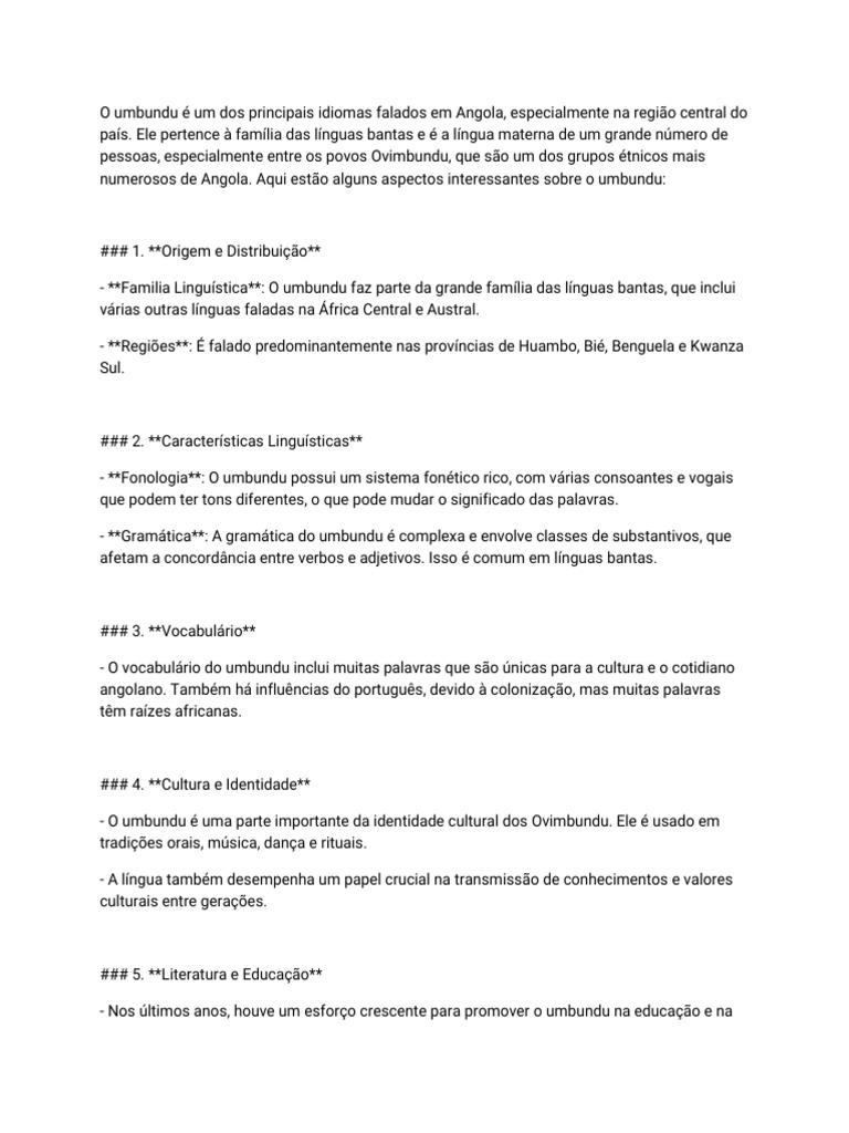 O Umbundu | PDF | Angola | Português (idioma)