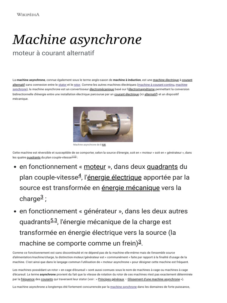 Définition de la machine asynchrone | PDF | Générateur électrique ...
