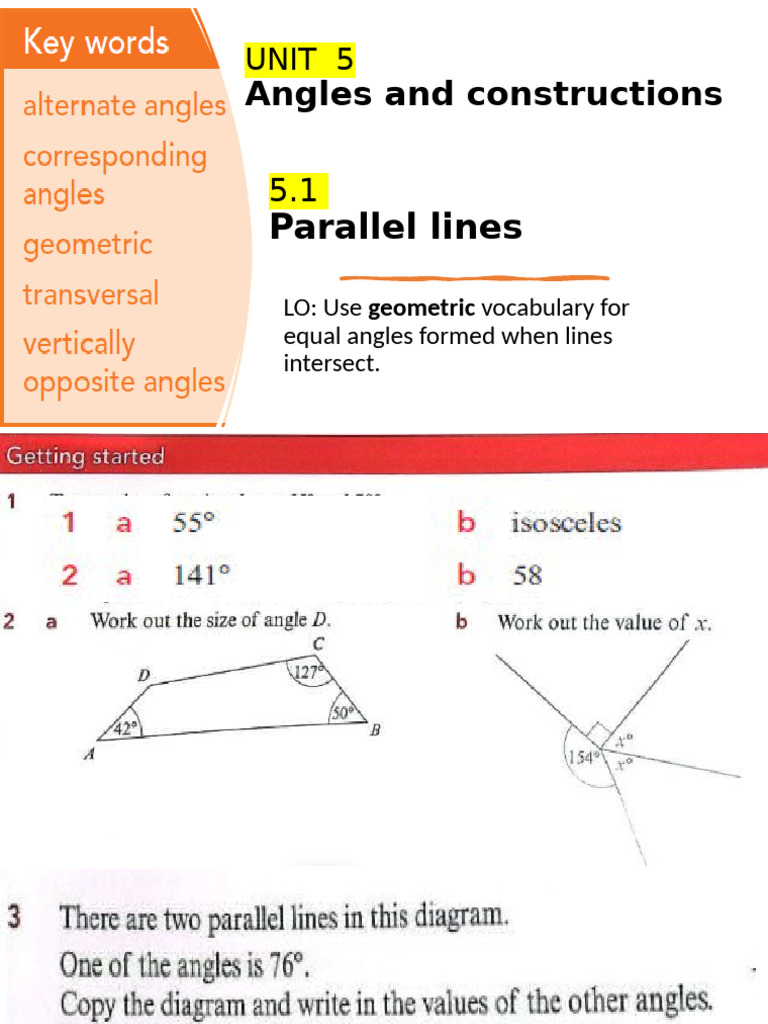 5.1 Parallel Lines | PDF | Teaching Methods & Materials