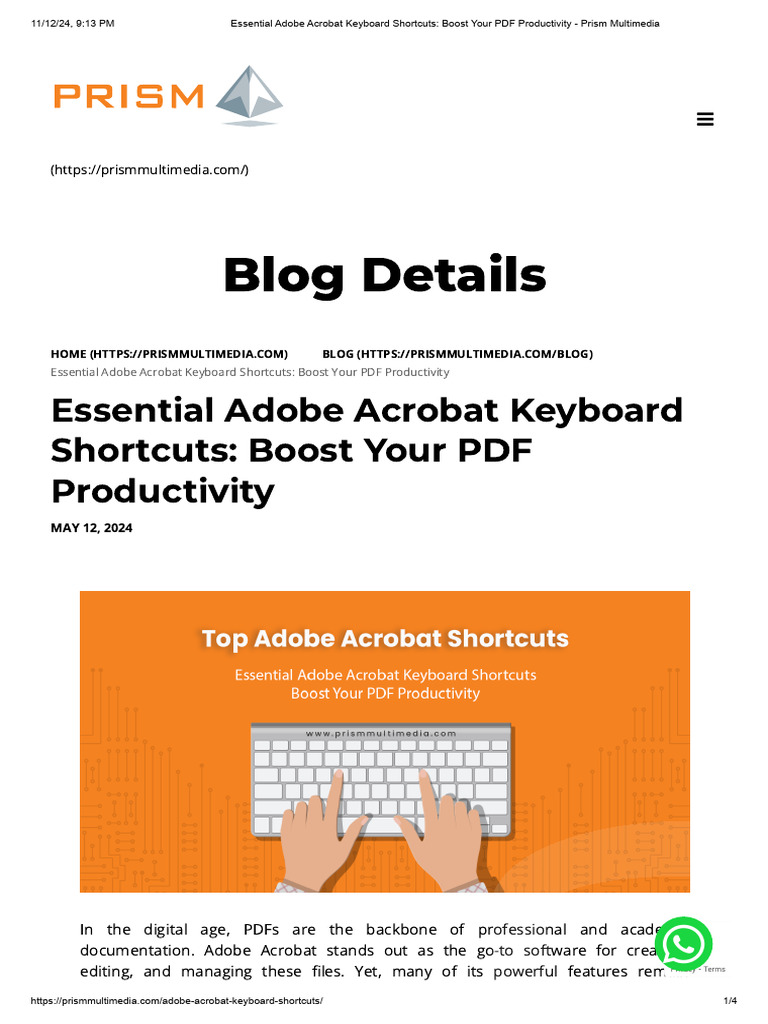 Essential Adobe Acrobat Keyboard Shortcuts - Boost Your PDF Productivity - Prism Multimedia ...
