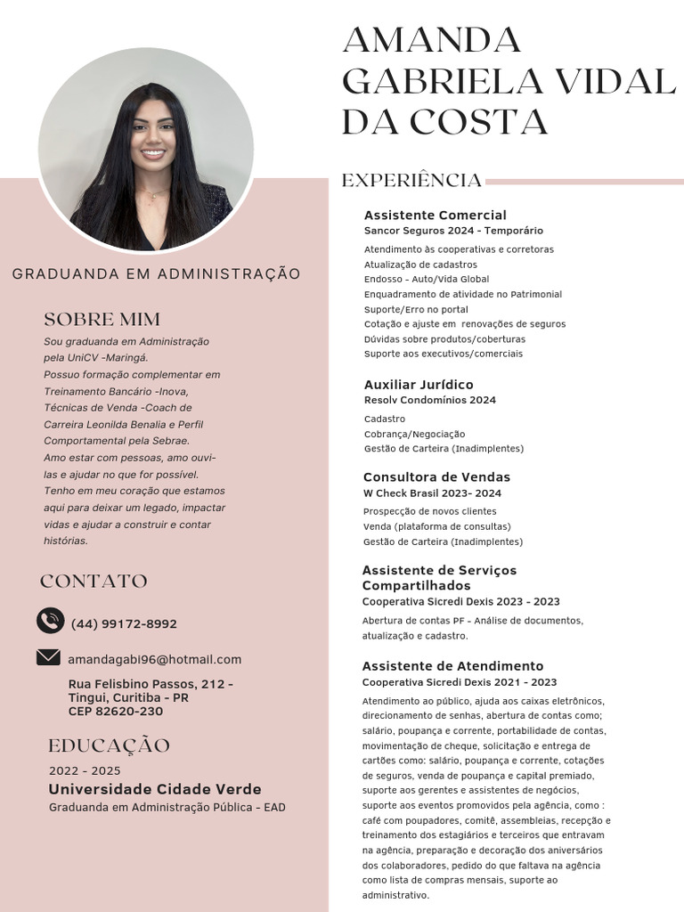 Currículo Simples Com Foto e Informações em Rosa e Branco - 20241108 ...