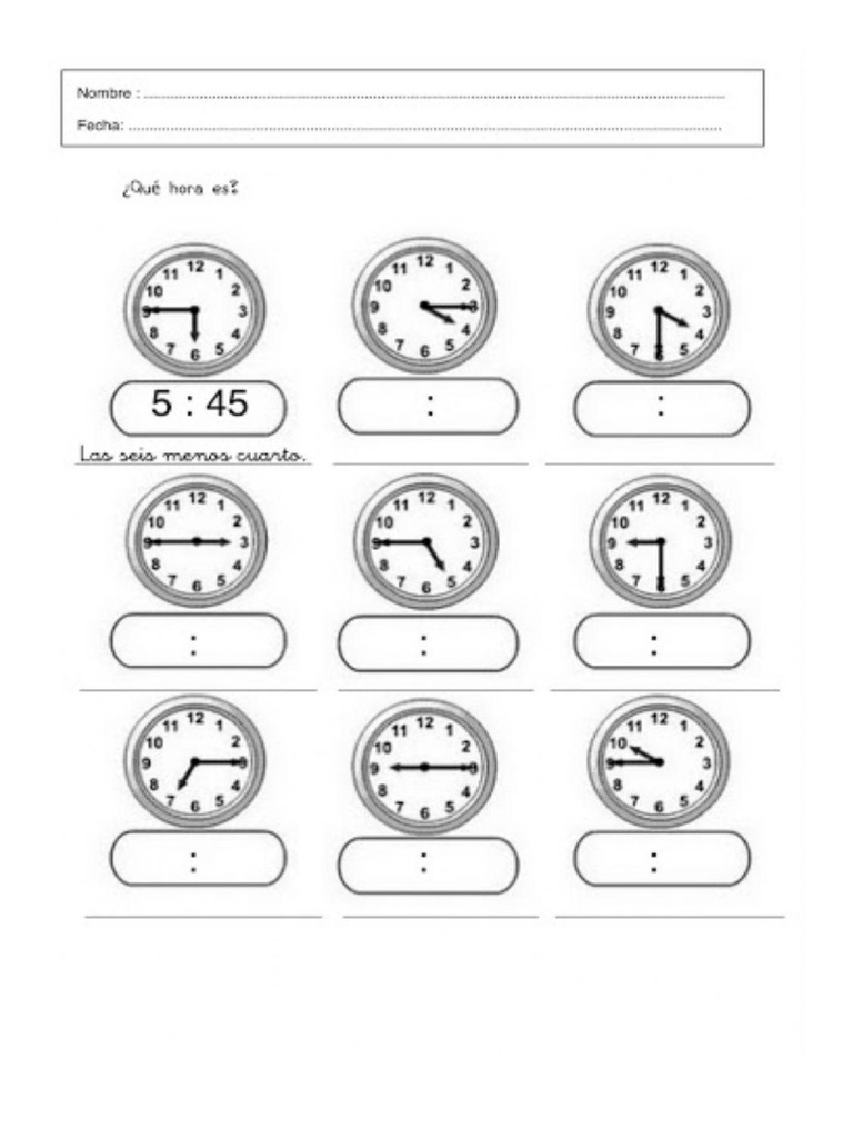 Actividad El Reloj | PDF