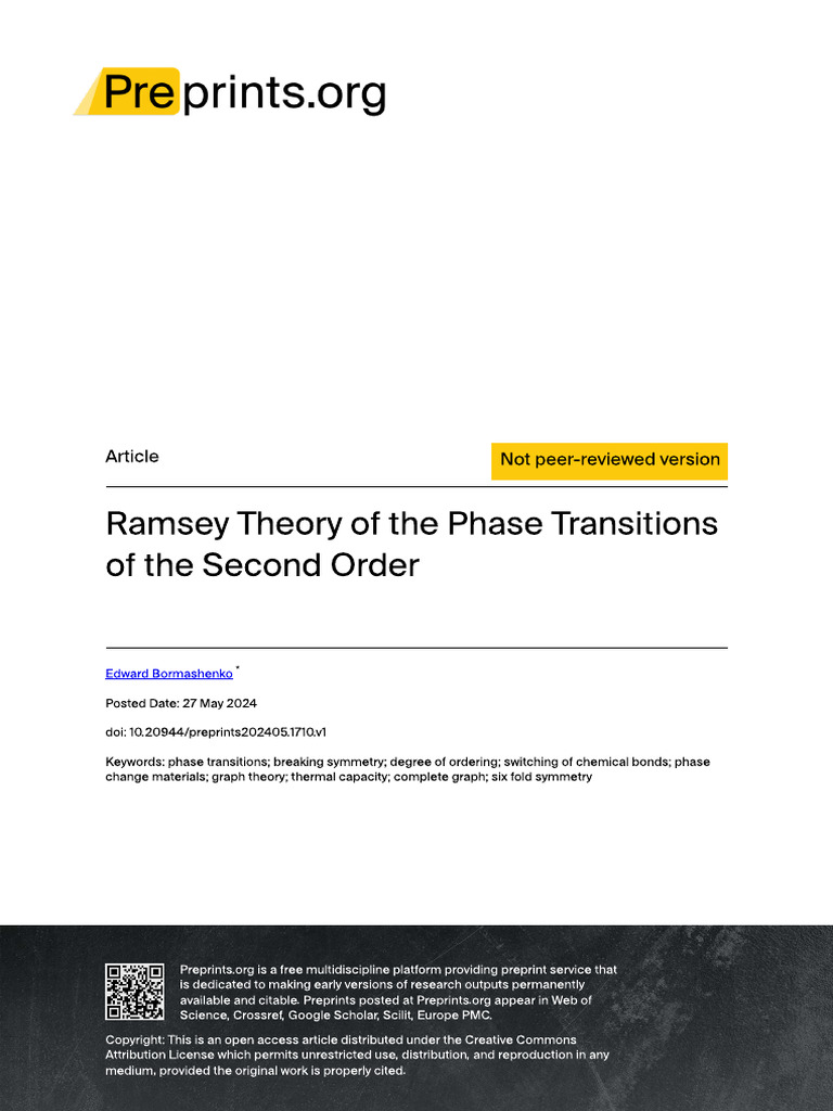 Ramsey Theory of The Phase Transitions o | PDF | Phase Transition ...