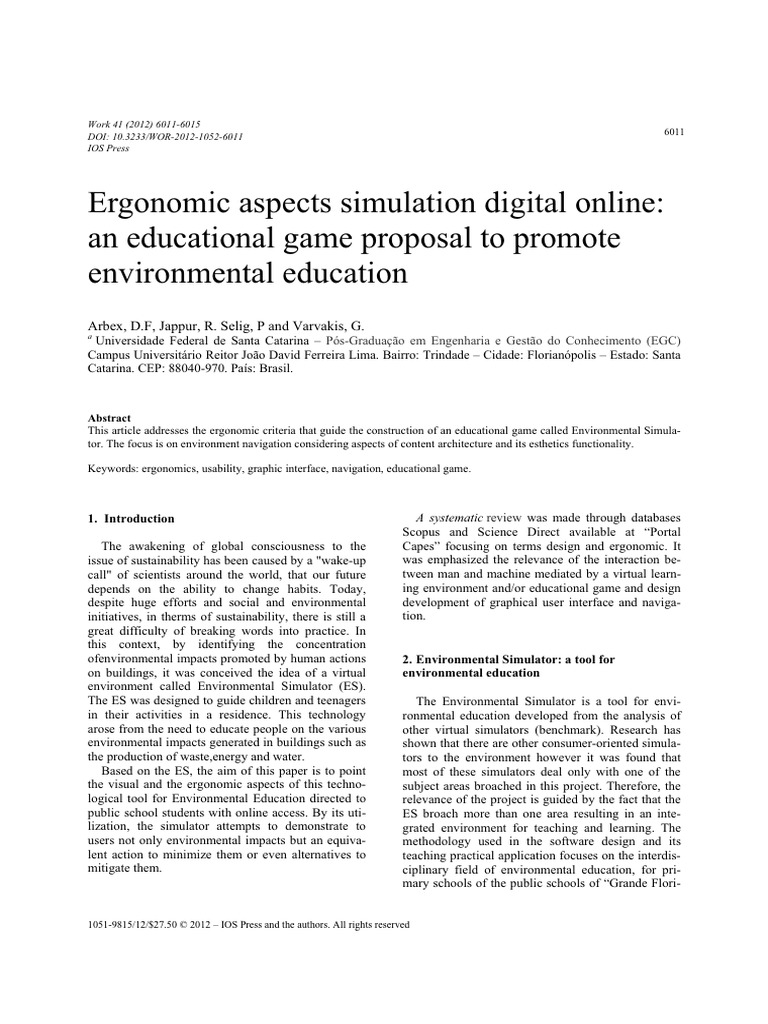 Ergonomic Aspects Simulation Digital Online An Educational 40vv1gl62t | PDF | Simulation | User ...
