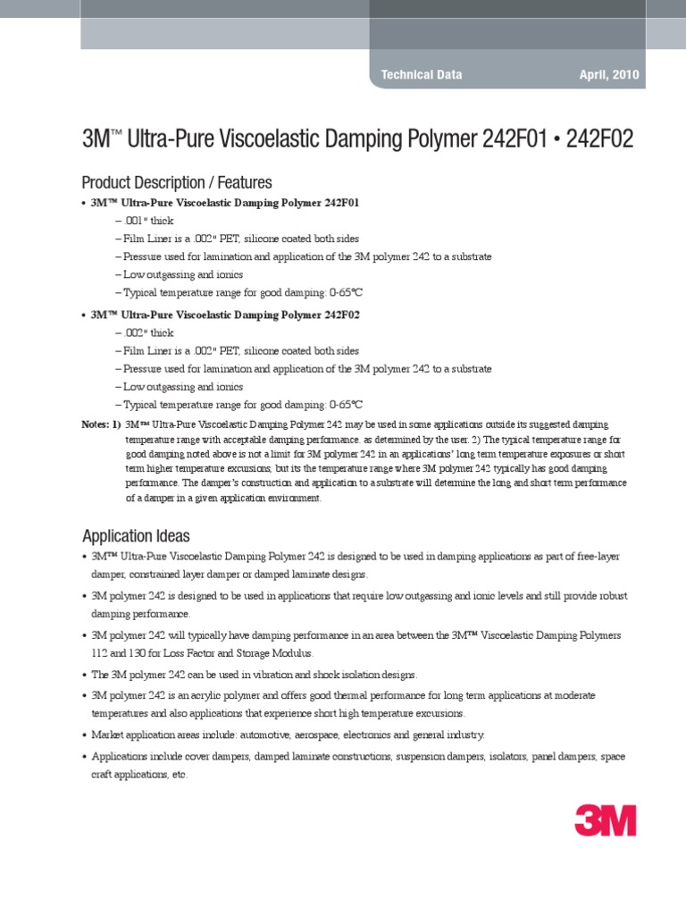 3M Visco Damping Polymer | PDF | Viscoelasticity | Polymers