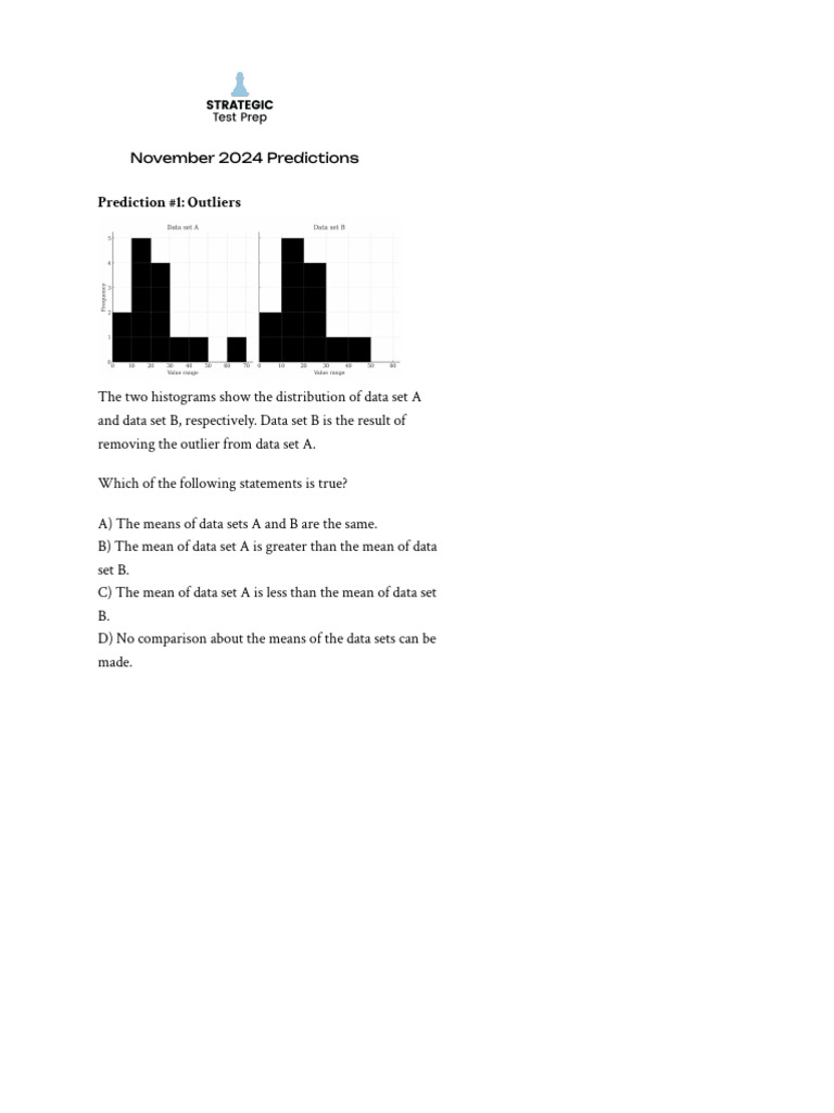 November SAT Predictions Problem Set | PDF | Triangle | Mean