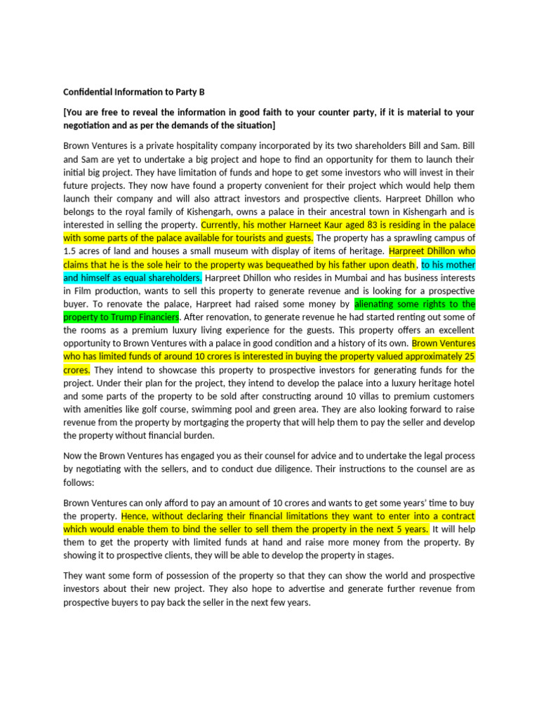 Confidential Information To Party B Problem | PDF | Sales | Business