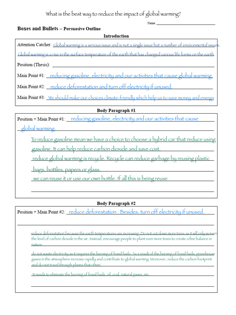 Boxes and Bullets Persuasive Outline | PDF | Climate Change | Fossil Fuels